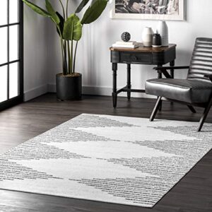 nuloom romina machine washable diamond stripes area rug, ivory, 5 x 8 ft