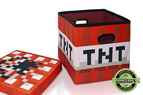 MINECRAFT TNT Block Storage Cube Organizer Storage Cube | TNT Block From Cubbies Storage Cubes | Organization Cubes | 15-Inch Square Bin With Lid