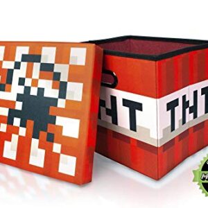 MINECRAFT TNT Block Storage Cube Organizer Storage Cube | TNT Block From Cubbies Storage Cubes | Organization Cubes | 15-Inch Square Bin With Lid