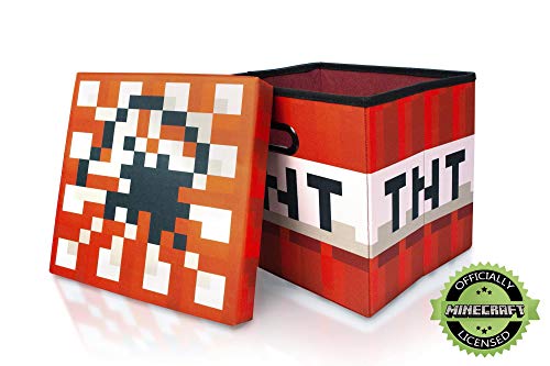 MINECRAFT TNT Block Storage Cube Organizer Storage Cube | TNT Block From Cubbies Storage Cubes | Organization Cubes | 15-Inch Square Bin With Lid