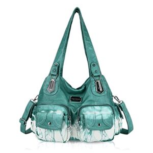 angel barcelo hobo bags for women soft pu leather shoulder bags fashion hobo bags large purses and handbags blue green