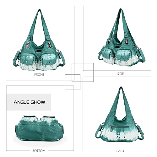 Angel Barcelo Hobo Bags for Women Soft PU Leather Shoulder Bags Fashion Hobo Bags Large Purses and Handbags Blue Green