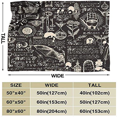 Sun and Moon Pattern Blanket,Lightweight Plush and Warm Home Cozy Portable Fuzzy Throw Blankets for Couch Bed Sofa,The Theme of Alchemy Magic Witchcraft and Mysticism Various Esoteric,50"x60"