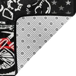 Niqqzit Motocross Dirt Bike American Flag Area Rugs 60x39 in Anti-Slip Door Mat, Ultra Soft Fuzzy Fluffy Carpet Large Floor Rug Bedroom Living Room Dorm Nursery Kitchen Home Decor