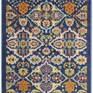 Nourison Allur Persian Navy Multicolor 2' x 3' Area -Rug, Easy -Cleaning, Non Shedding, Bed Room, Living Room, Dining Room, Kitchen (2x3)