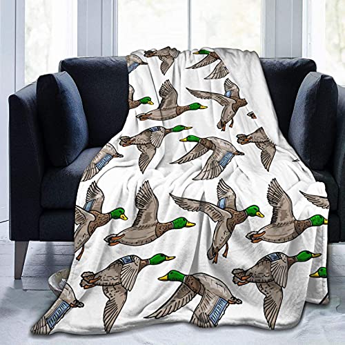 Sketch Mallard Duck Throw Blanket 60"X50" Ultra Soft Micro Fleece Flannel Blankets Lightweight for Couch, Bed, Sofa, Travel