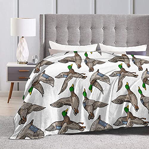 Sketch Mallard Duck Throw Blanket 60"X50" Ultra Soft Micro Fleece Flannel Blankets Lightweight for Couch, Bed, Sofa, Travel