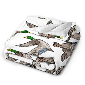 Sketch Mallard Duck Throw Blanket 60"X50" Ultra Soft Micro Fleece Flannel Blankets Lightweight for Couch, Bed, Sofa, Travel