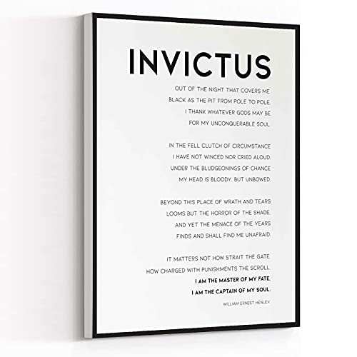 KEJPU Canvas Wall Art Modern Art Print Invictus Poem Print By William Ernest Henley,Invictus I Am The Master Of My Fate Painting Artwork Wall Decor For Home Office Wooden Frame Ready To Hang 8"X12"