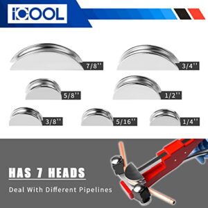 ICOOL Tubing Bender Kit Hand Tool 1/4 to 7/8 Inch for Soft Copper Aluminum HVAC Refrigeration System Maintenance, with Tube Cutter