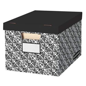 bankers box 0035501 decorative storage box with lids, black and white, 10 pack