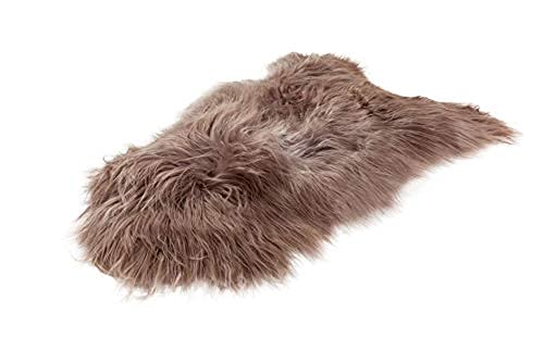 Premium, Hypoallergenic, Natural Long Hair (Taupe) Icelandic Sheepskin Fur Area Rug - Perfect as an Area Rug, Fur Throw, Chair Cover, Home Decoration, and Carpet…