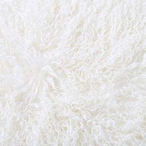 Genuine Mongolian Tibetan Lamb Sheepskin Wool Area Rug Real Carpet Curly Fur Pelt Throw Soft Plush Home Decorative 2ft x 3.4-3.6Ft