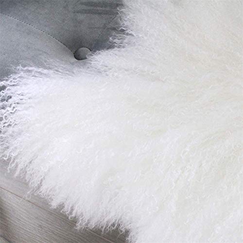 Genuine Mongolian Tibetan Lamb Sheepskin Wool Area Rug Real Carpet Curly Fur Pelt Throw Soft Plush Home Decorative 2ft x 3.4-3.6Ft