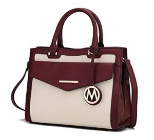 mkf collection by mia k. mkf-x652nat-wn alyssa satchel bag, natural & wine, multicoloured