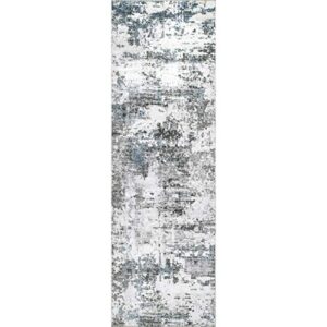 nuLOOM Dali Machine Washable Modern Abstract Runner Rug, 2' 6" x 8', Grey