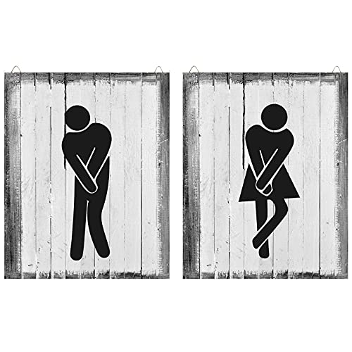 Bathroom Sign Man Woman Bathroom Sign Funny Bathroom Sign Wooden Bathroom Wall Art Decor for Offices, Businesses, Restaurants and Toilet