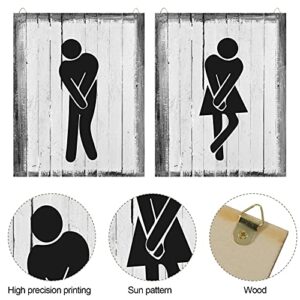 Bathroom Sign Man Woman Bathroom Sign Funny Bathroom Sign Wooden Bathroom Wall Art Decor for Offices, Businesses, Restaurants and Toilet