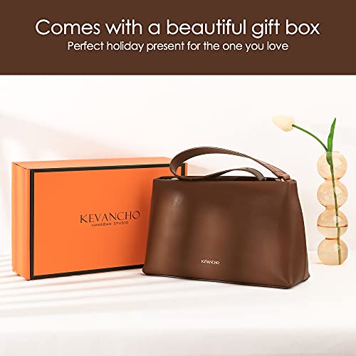 KEVANCHO Shoulder Bag for Women, Leather Purses and Handbags, Women's Fashion Tote Clutch Bag with Zipper (57 Coffee)