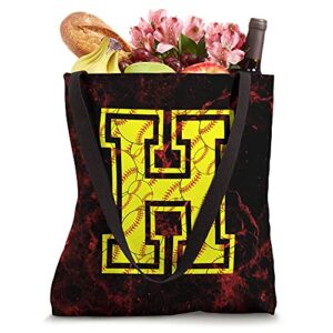 Softball Letter H Athlete Sports Game Player Initial Name Tote Bag