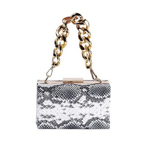 Mulian LilY Black Fashion Snakeskin Purses Bag For Women With Chain Strap Crossbody M577