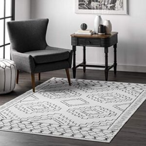 nuloom noa machine washable tribal moroccan area rug, 5′ x 8′, ivory