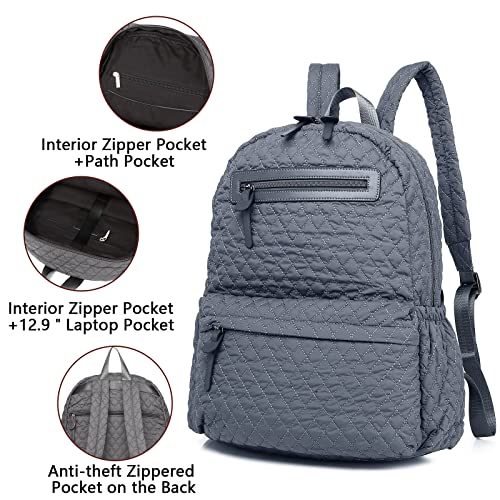 Hsitandy Quilted Backpack Purse for Women Waterproof 13 Inch Girls Lightweight Travel Casual Daypack Ladies Campus Backpack School Book Bag Designer Backpack