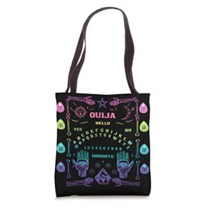 colorful witchy ouija board tote bag