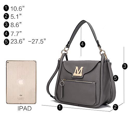 MKF Crossbody Shoulder Bag for Women – PU Leather Pocketbook Handbag – Designer Fashion Purse, Shoulder Crossover Taupe