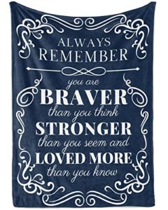 innobeta inspirational blankets for women, men, get well soon gift for friends recovering from surgery, chemotherapy, cancer, flannel throw blanket, 50” x 65” – you are braver than you think