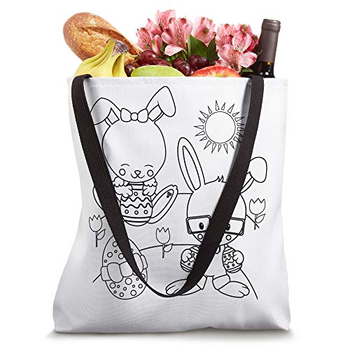 Easter bunny color your own craft for kids coloring gift Tote Bag