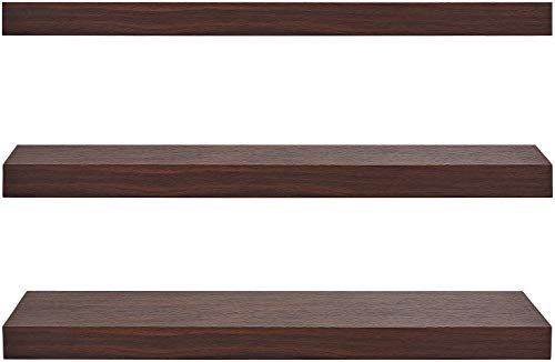 Kiera Grace kieragrace KG Maine Floating Shelves-Dark Walnut 24", Set of 3 Wall Organization