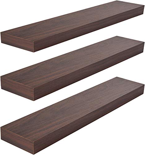 Kiera Grace kieragrace KG Maine Floating Shelves-Dark Walnut 24", Set of 3 Wall Organization