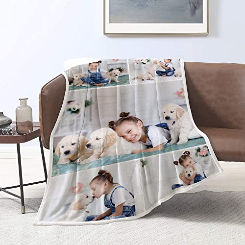 IT'S A SKIN Personalized Photo Blanket - Customized Gift for Birthday, Anniversary, Wedding - 50x60 Fleece Blanket with Personalized Pictures - Family, Couples, Adults, Kids Custom Picture Blankets