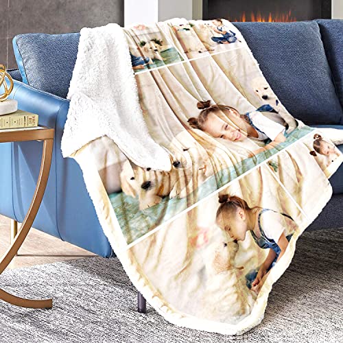 IT'S A SKIN Personalized Photo Blanket - Customized Gift for Birthday, Anniversary, Wedding - 50x60 Fleece Blanket with Personalized Pictures - Family, Couples, Adults, Kids Custom Picture Blankets