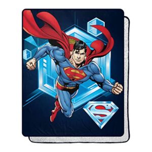 northwest superman to the rescue silk touch sherpa throw blanket, red 40″ x 50″