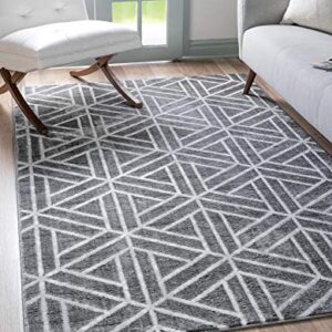 Rugs.com Lattice Trellis Collection Rug – 6' x 9' Gray Low-Pile Rug Perfect for Living Rooms, Large Dining Rooms, Open Floorplans