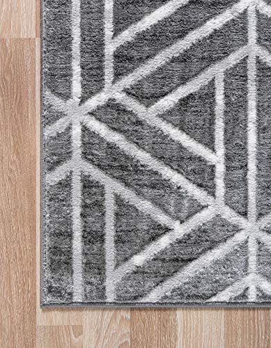 Rugs.com Lattice Trellis Collection Rug – 6' x 9' Gray Low-Pile Rug Perfect for Living Rooms, Large Dining Rooms, Open Floorplans