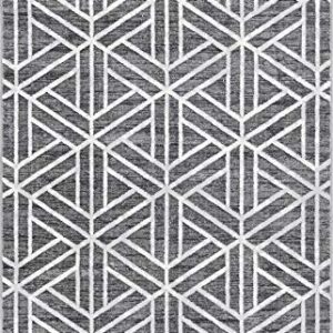 Rugs.com Lattice Trellis Collection Rug – 6' x 9' Gray Low-Pile Rug Perfect for Living Rooms, Large Dining Rooms, Open Floorplans