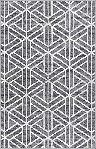 Rugs.com Lattice Trellis Collection Rug – 6' x 9' Gray Low-Pile Rug Perfect for Living Rooms, Large Dining Rooms, Open Floorplans