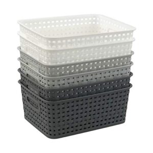 Leendines Plastic Weave Basket Bin for Storage, 6 Packs Small Baskets