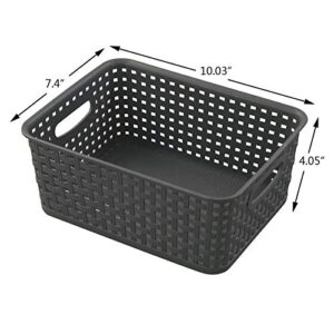 Leendines Plastic Weave Basket Bin for Storage, 6 Packs Small Baskets