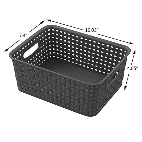 Leendines Plastic Weave Basket Bin for Storage, 6 Packs Small Baskets