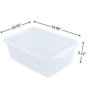 Inhouse 14 Quart Clear Storage Bin, Plastic Latching Box/Container with Lid, Shoe Boxes, Set of 4