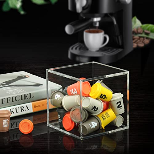 Coffee Capsule Storage Box Coffee Pod Holder Organizers Accessories Anti Dust Durable Clear Acrylic Box for House and Office Use, Transparent, 5x5 In