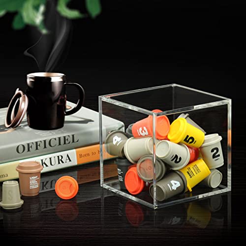 Coffee Capsule Storage Box Coffee Pod Holder Organizers Accessories Anti Dust Durable Clear Acrylic Box for House and Office Use, Transparent, 5x5 In