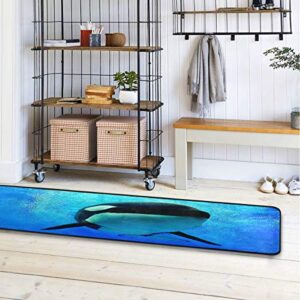 ALAZA Whale Swimming Under Water Collection Area Mat Rug Rugs for Living Room Bedroom Kitchen 2' x 6'