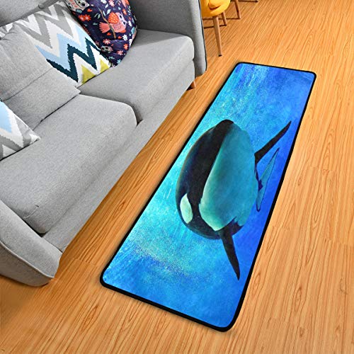 ALAZA Whale Swimming Under Water Collection Area Mat Rug Rugs for Living Room Bedroom Kitchen 2' x 6'