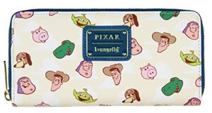 loungefly x disney toy story allover character face print faux leather zip around wallet