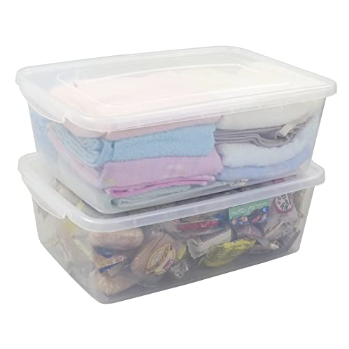 Sosody 16 Quart Clear Storage Boxes, Plastic Storage Containers, 2 Packs